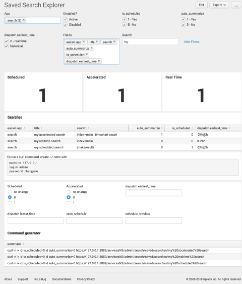 Splunk saved search (and correlation search!) explorer