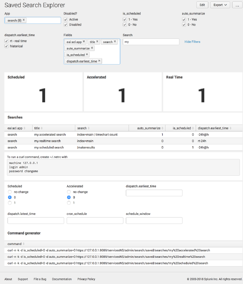 Splunk saved search (and correlation search!) explorer